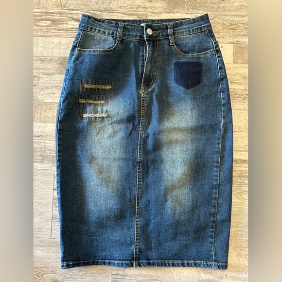 Jade Mackenzie | Skirts | New Jade Mackenzie Modest Denim Skirt Below ...